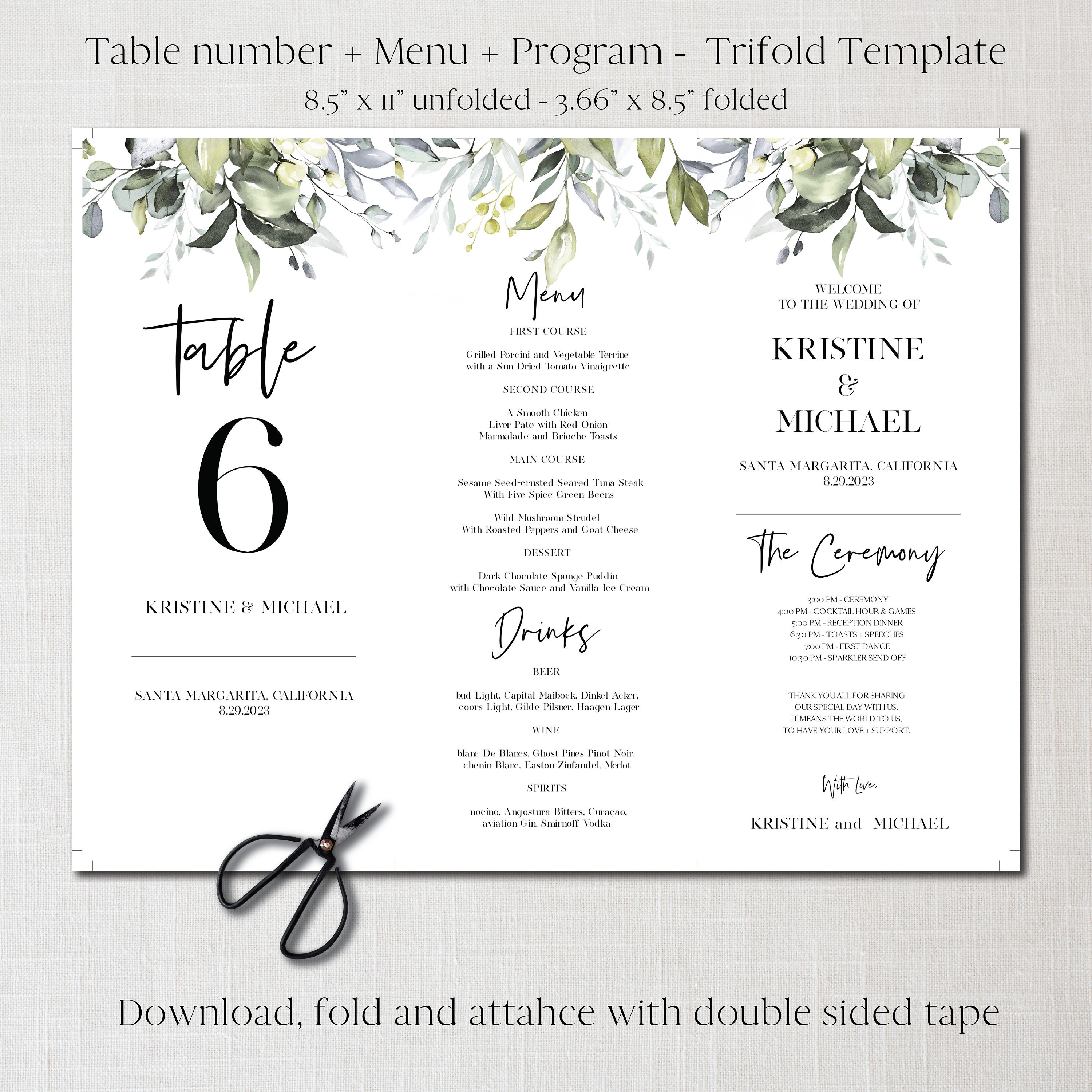 Tri-fold Number Template Greenery Triangle Table Number - Etsy