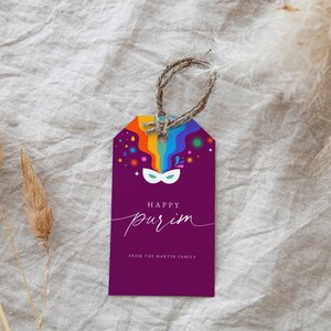 Purim Gift Tags Template, Happy Purim Label, Personalized Purim Tags ...