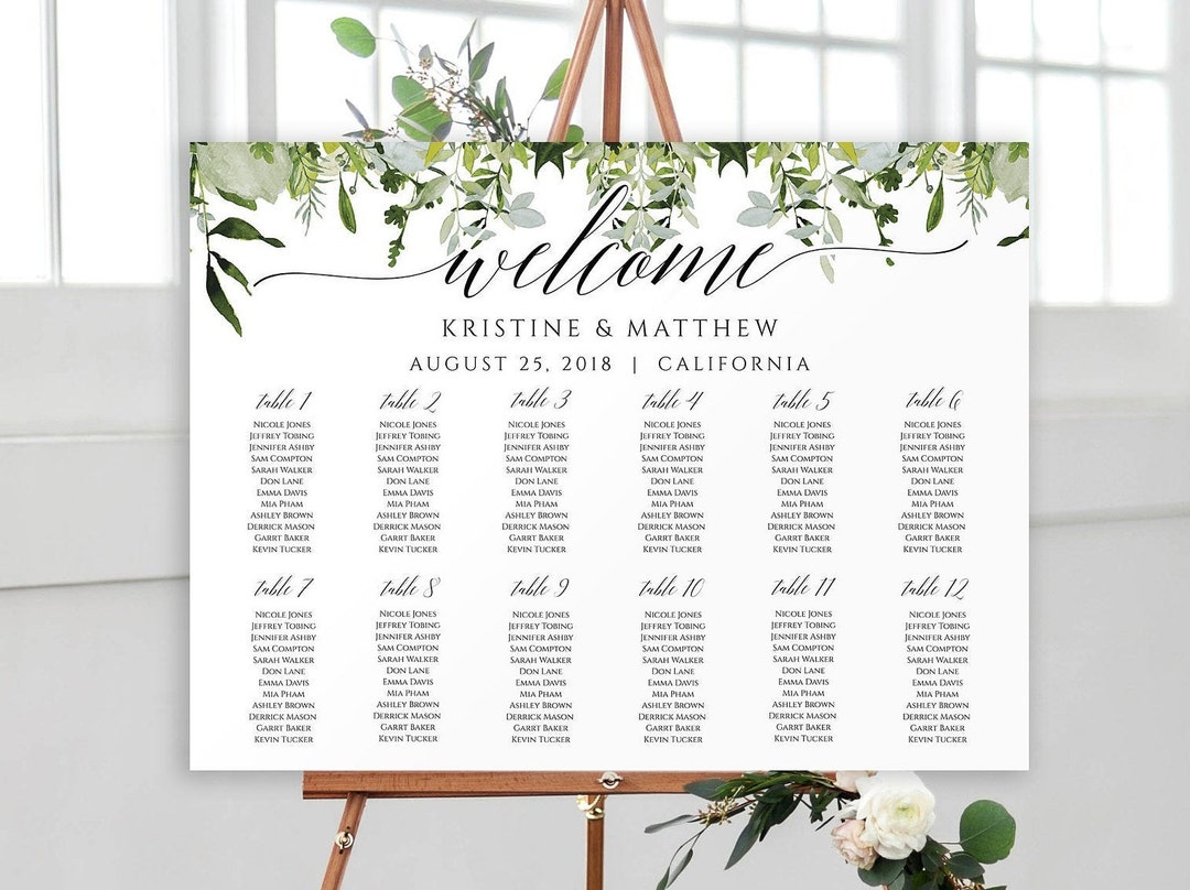 Wedding Seating Chart Template, Editable Cheating Chart Template ...