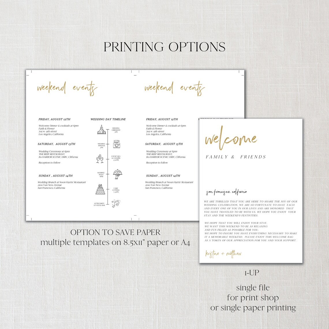 Modern Minimal Welcome Letter Timeline Template Wedding | Etsy