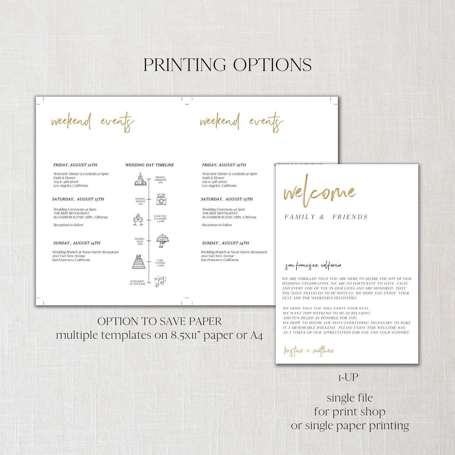 Modern Minimal Welcome Letter Timeline Template Wedding | Etsy