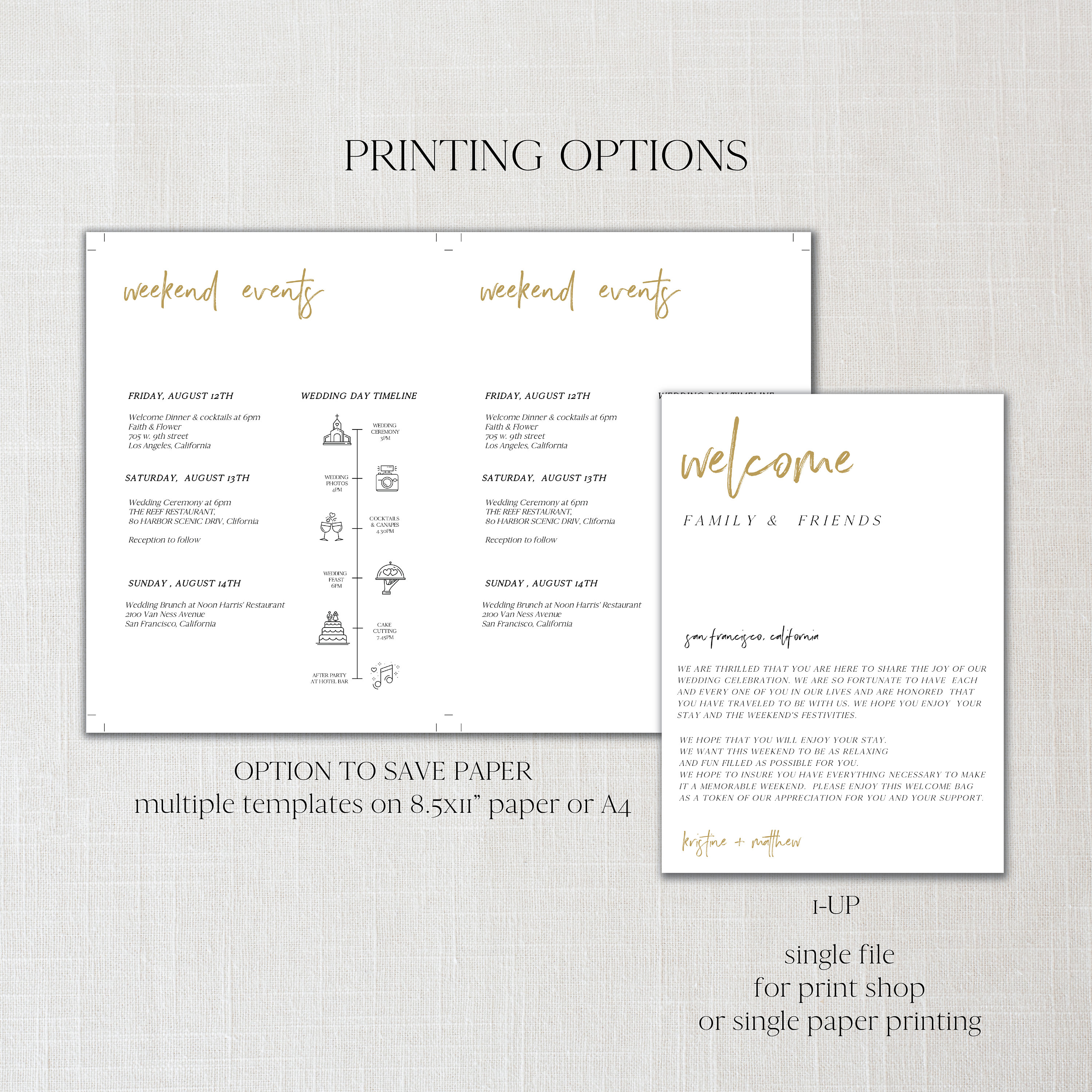 Modern Minimal Welcome Letter Timeline Template Wedding - Etsy