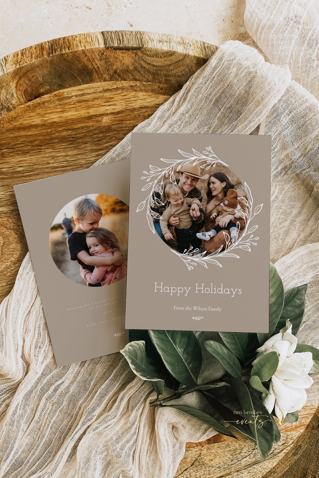 Bohemian Holiday Card Template, Photo Christmas Card, Boho Holiday Card ...