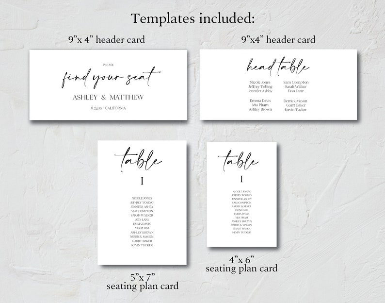 Printable Wedding Seating Chart Cards Wedding Seating Plan - Etsy