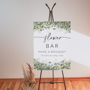 Greenery Flower Bar Sign Template, Floral Wedding Signs, Make a Bouquet ...