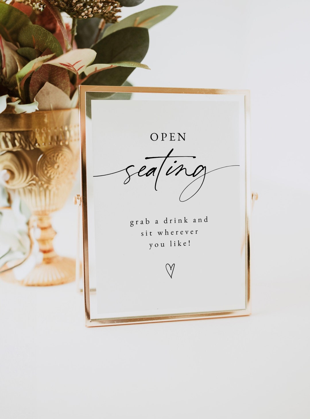 Minimalist Open Seating Sign, Modern Open Seating Sign Template, No ...