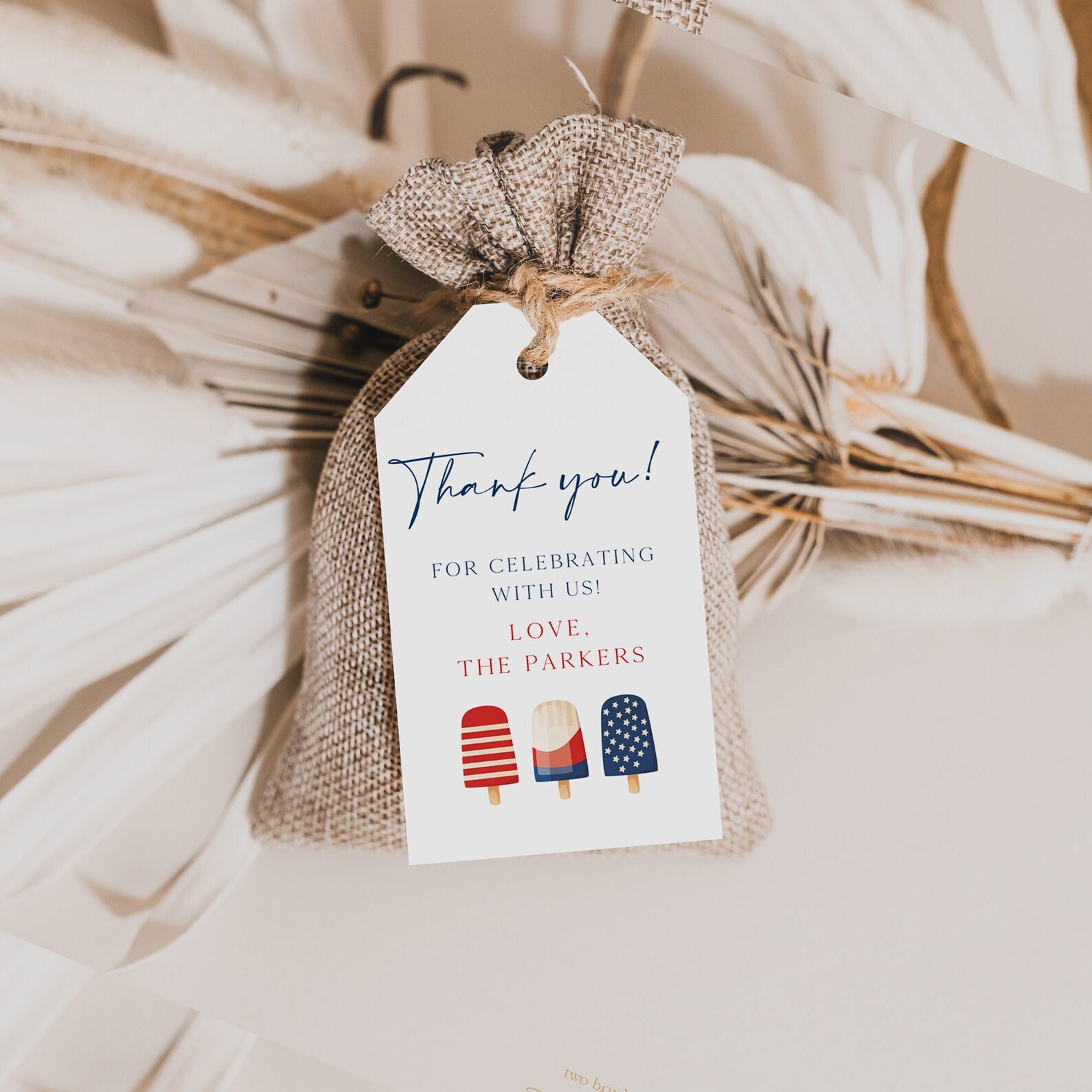 Patriotic Favor Bag Tags Red White and Blue Thank You Fourth - Etsy