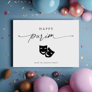 Modern Purim Greeting Card Template, Instant Download, Jewish Holiday ...