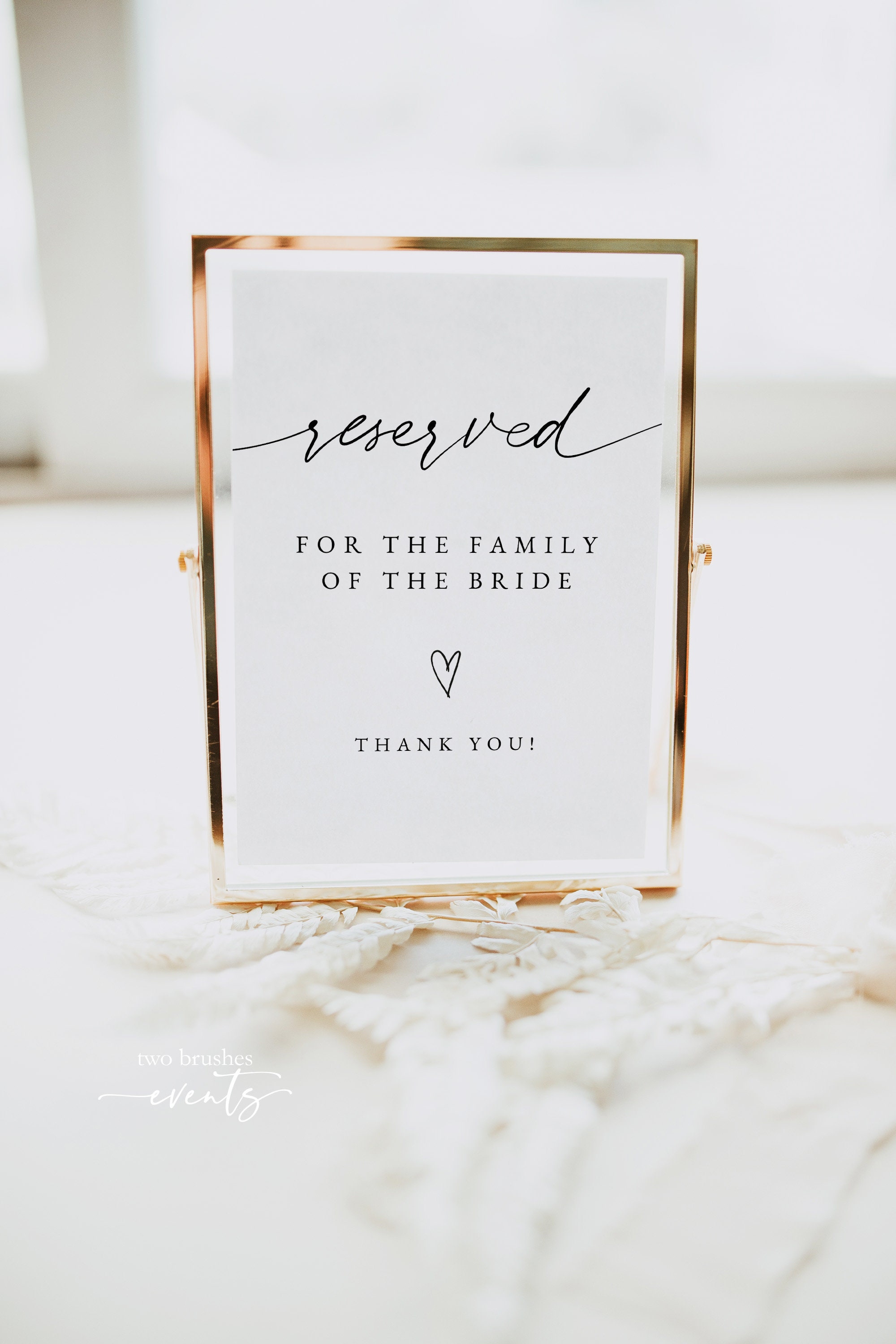Minimalist Reserved Sign Template, Reserved for Family Table Sign ...