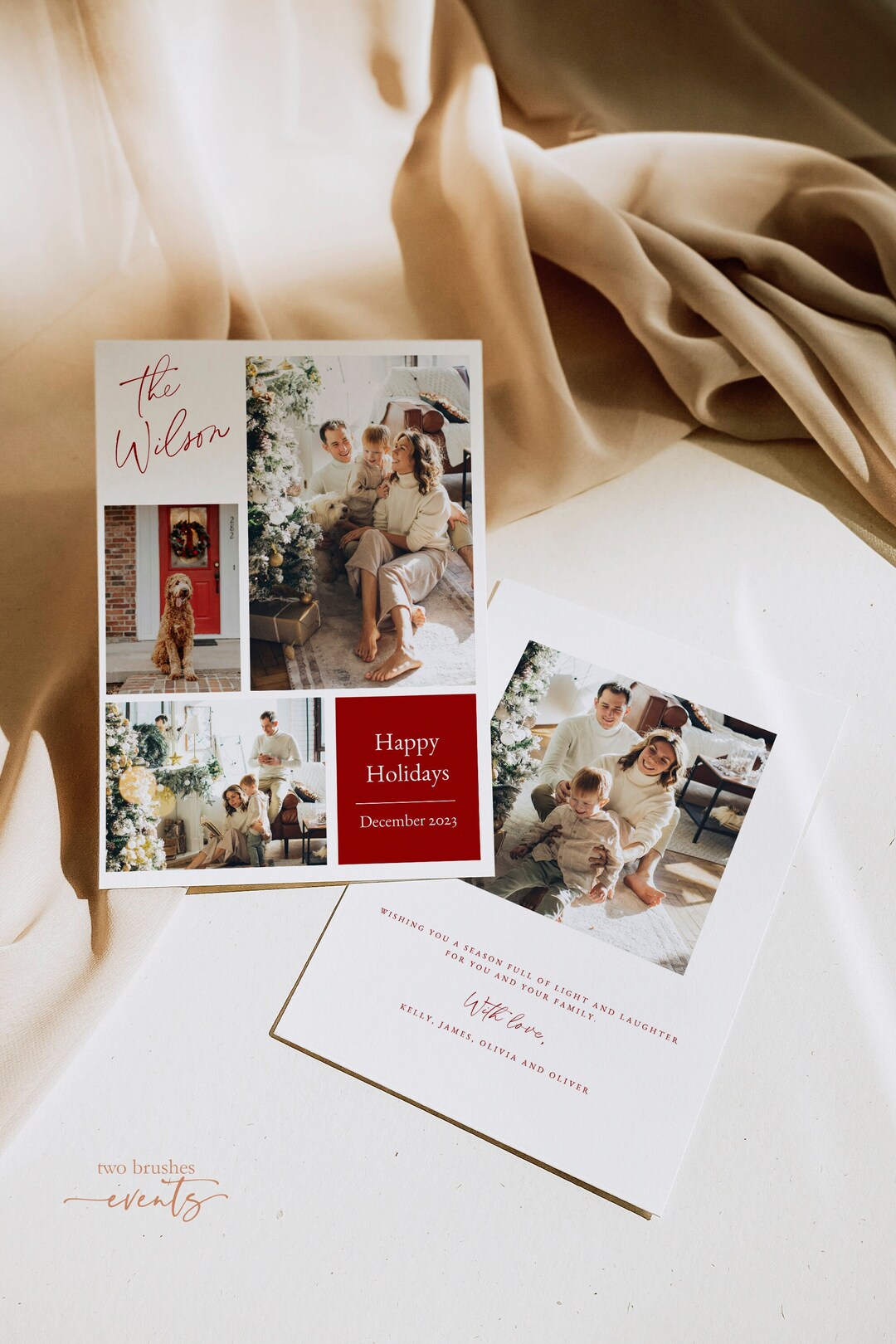 Modern Minimalist Holiday Card Template, Photo Holiday Card Template ...