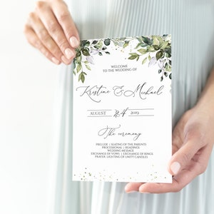 Bohemian Wedding Program, Wedding Program Template, Printable Wedding ...