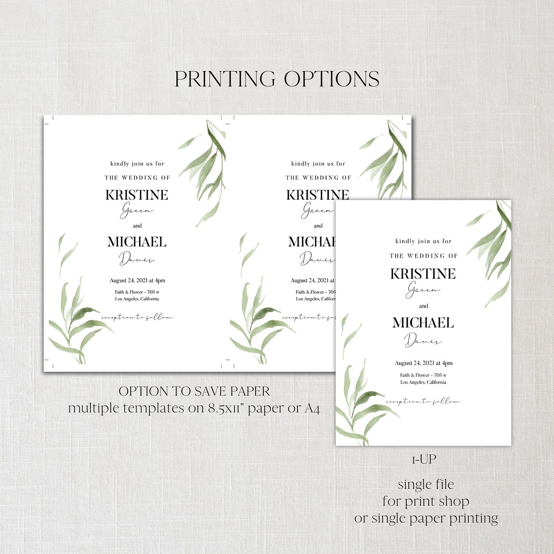 Single Wedding Invitation Template Bohemian Wedding - Etsy
