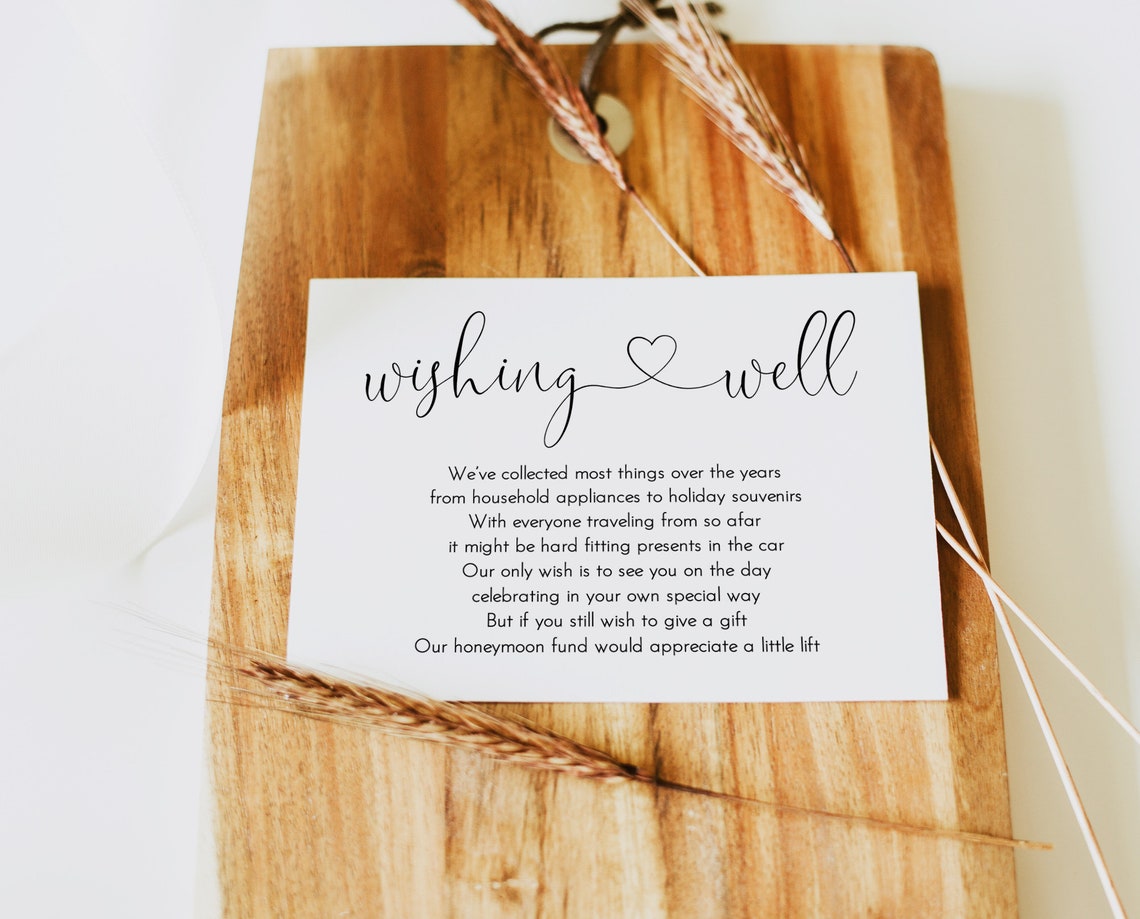 Minimalistic Wishing Well Card Template Wishing Well Bridal | Etsy