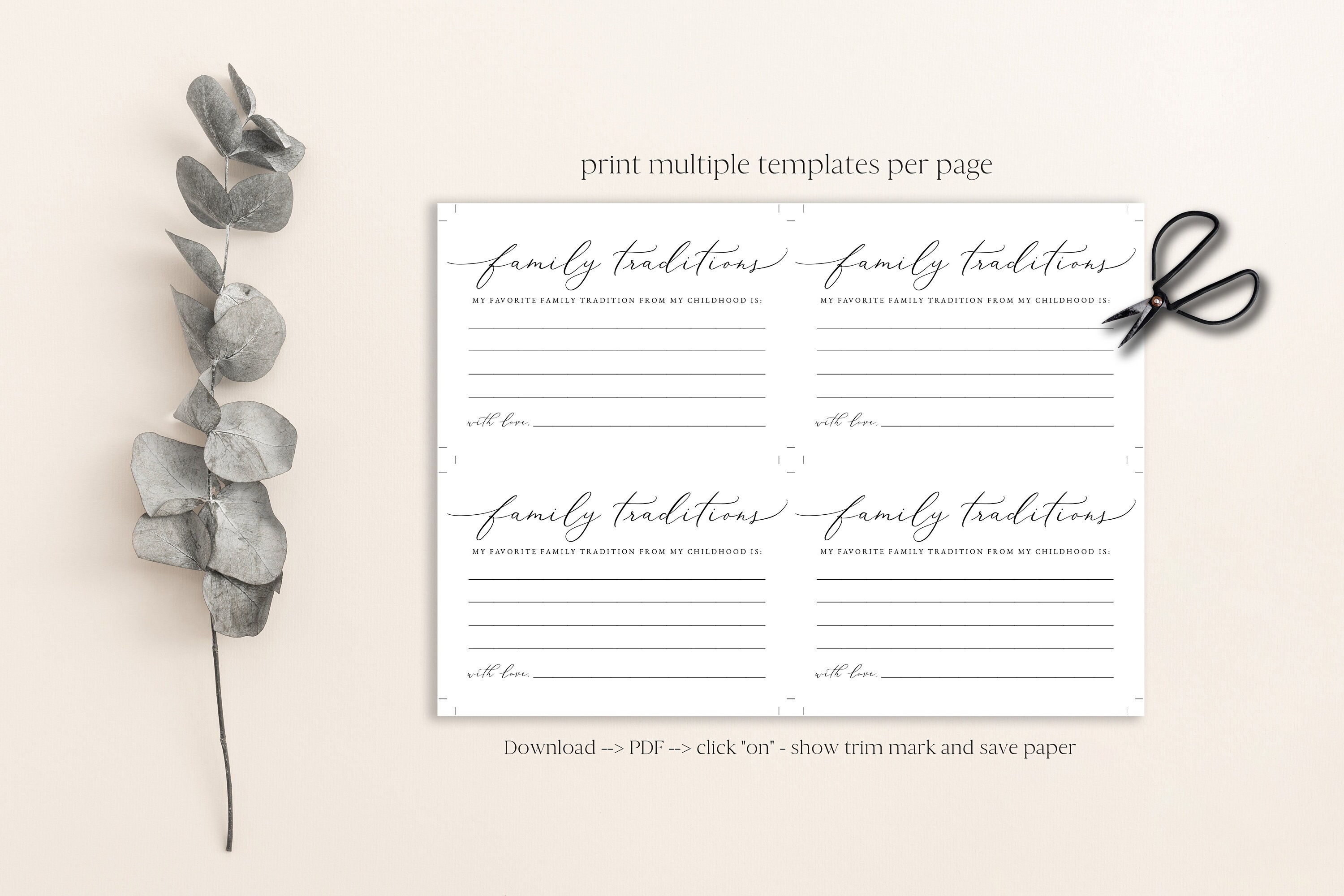 Family Traditions Sign and Cards Template, Share a Memory, Baby Shower ...