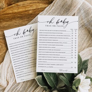 True or False Baby Shower Game, Oh Baby True or False Game, Baby Shower ...