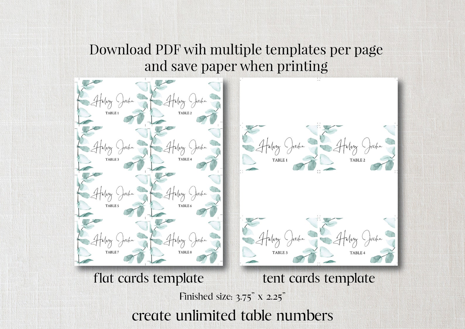 Wedding Guest Name Seating Card Printable. Personalised - Etsy