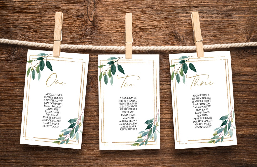 Printable Wedding Seating Chart Cards, Wedding Seating Plan, Wedding ...
