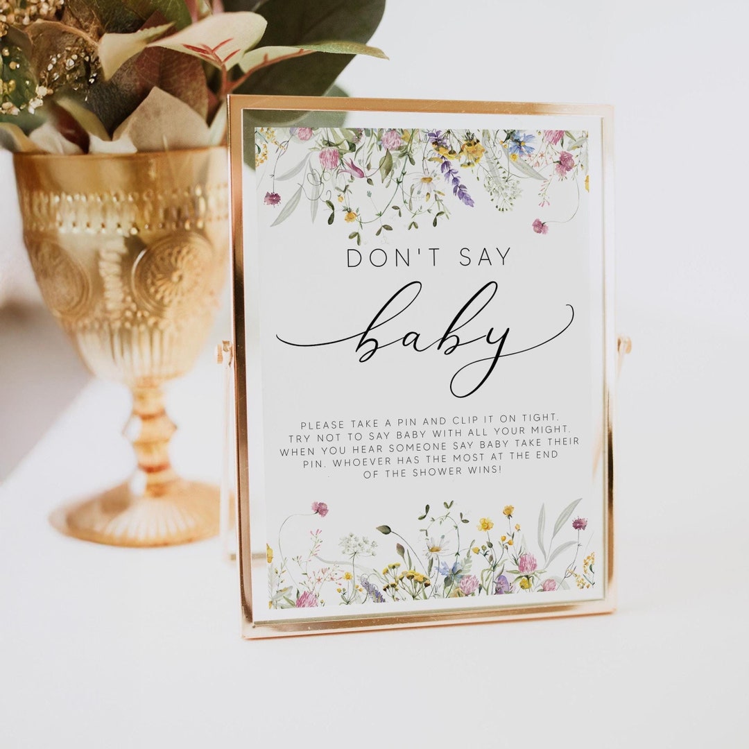 Don't Say Baby Game Template, Floral Baby Shower Sign, Don't Say Baby ...