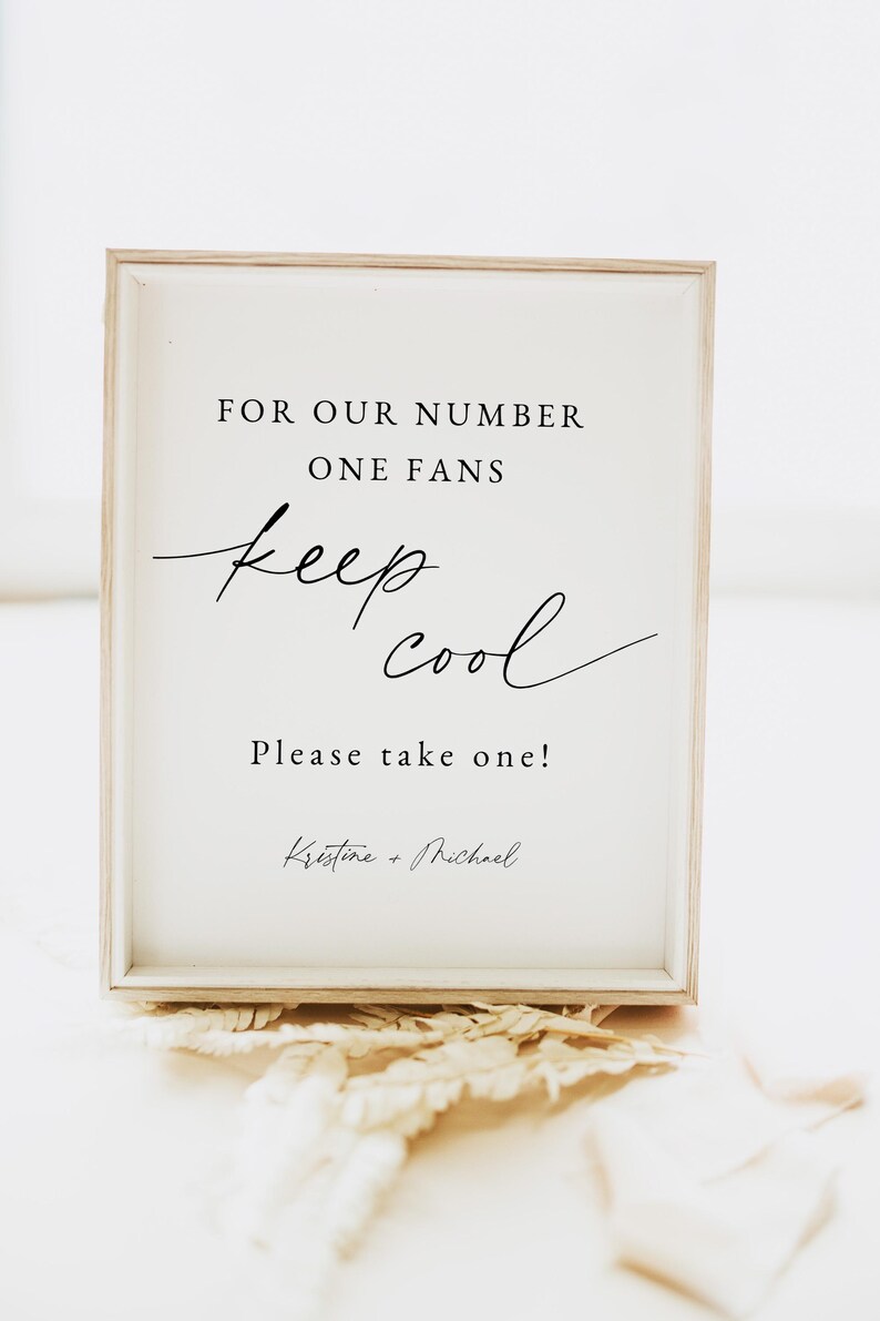 Wedding Fan Sign Template, Modern Minimalist Wedding Fan Signs, for Our ...