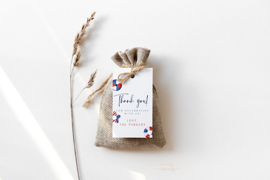 4th July Thank You Tags, Independence Day Favors, Happy Fourth of July ...