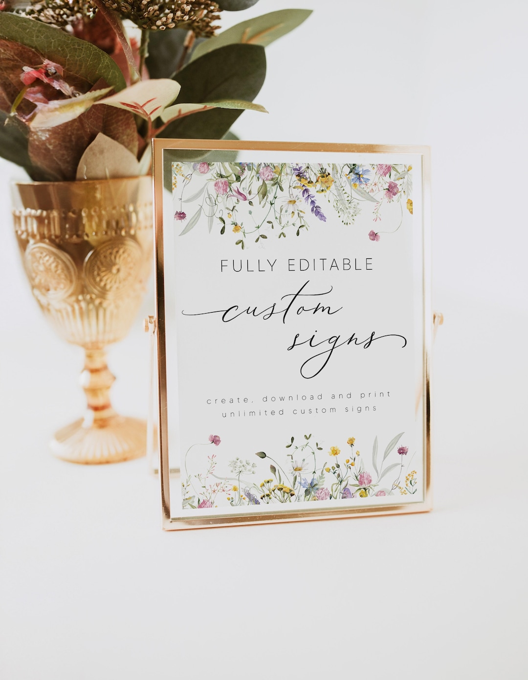 Wildflower Custom Sign Template, Floral Wedding Sign Printable ...