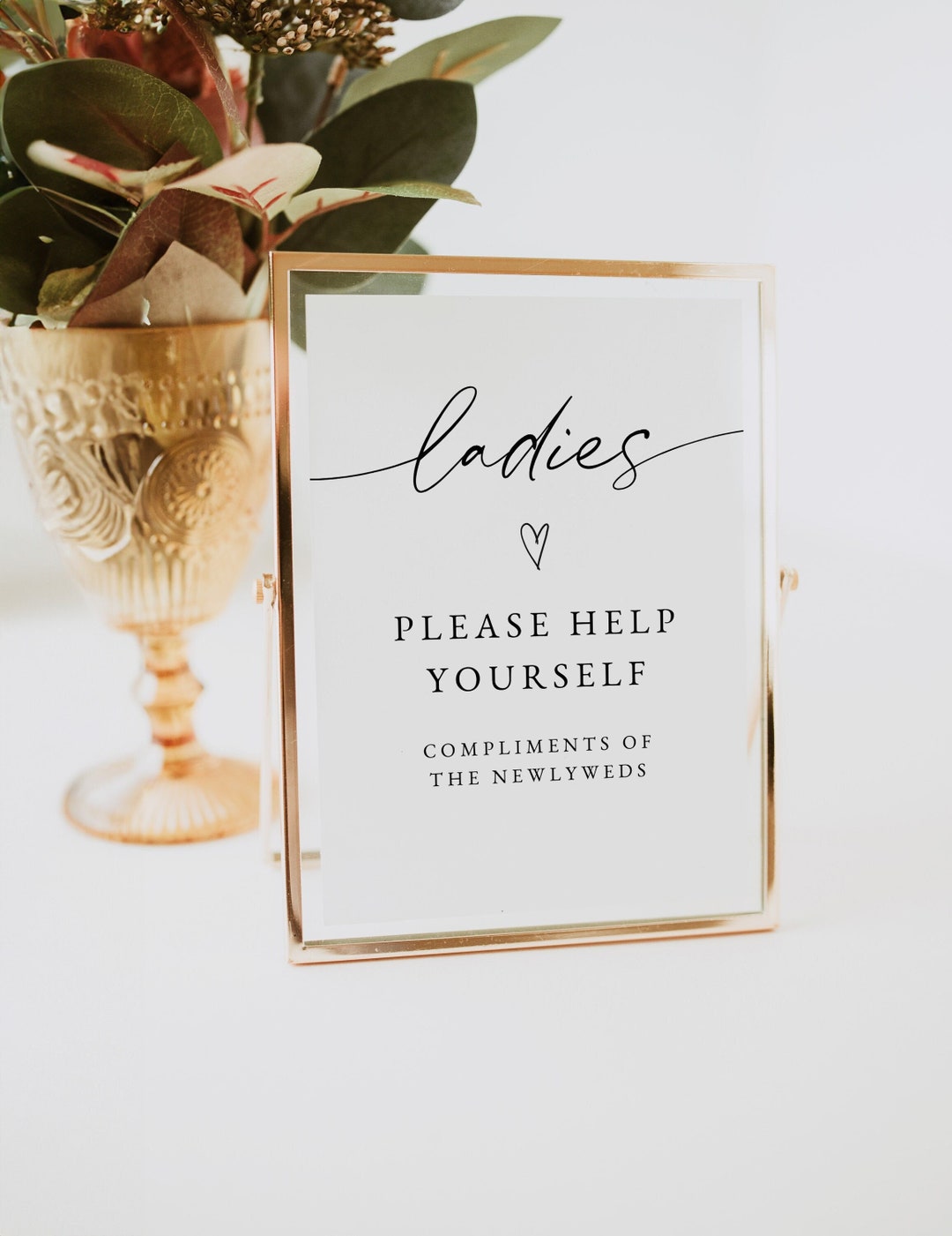 Minimalist Ladies Room Sign Template, Modern Wedding Bathroom Sign ...