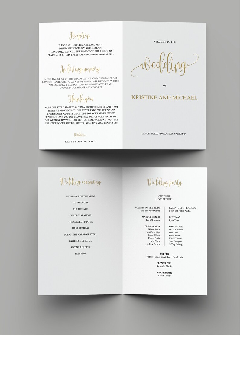 Foldable Wedding Program Ceremony Program Template Editable - Etsy