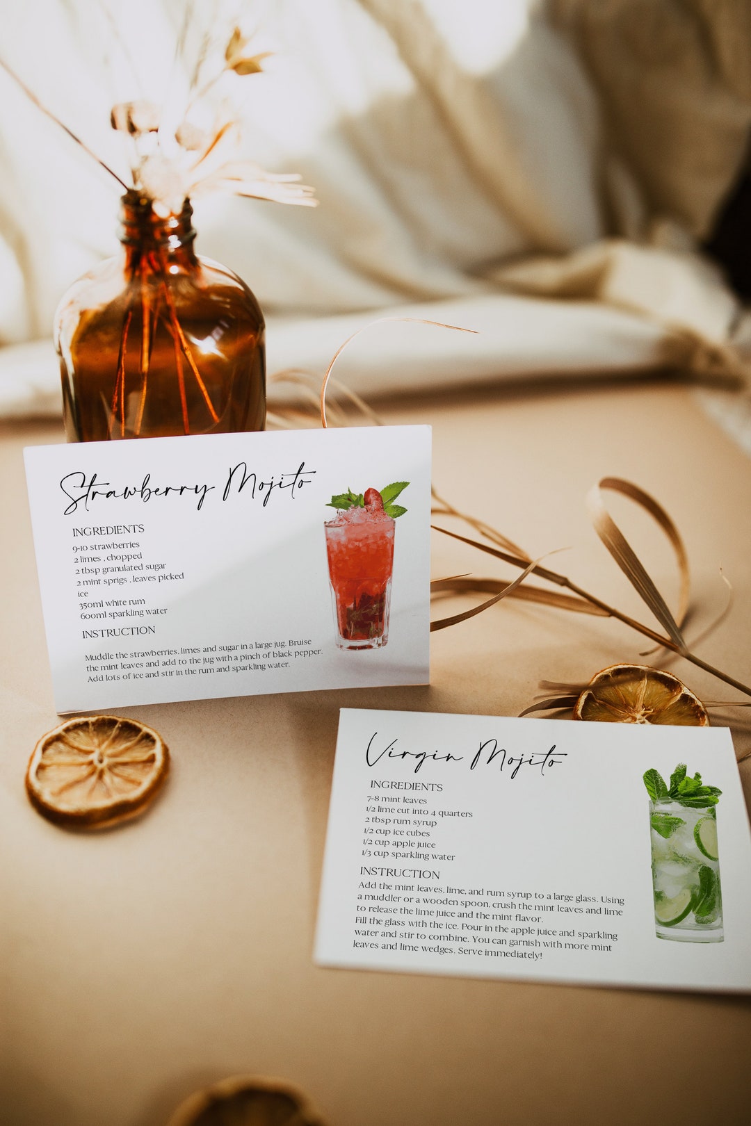 Cocktail Recipe Cards, Drink Recipe Template, Cocktail Book Printable ...