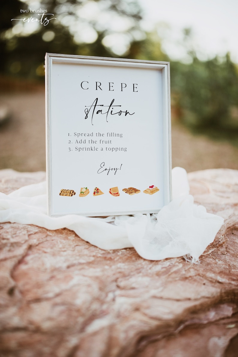 Wedding Crepe Station, Crepes Bar Sign Template, Bridal Shower Crepe ...