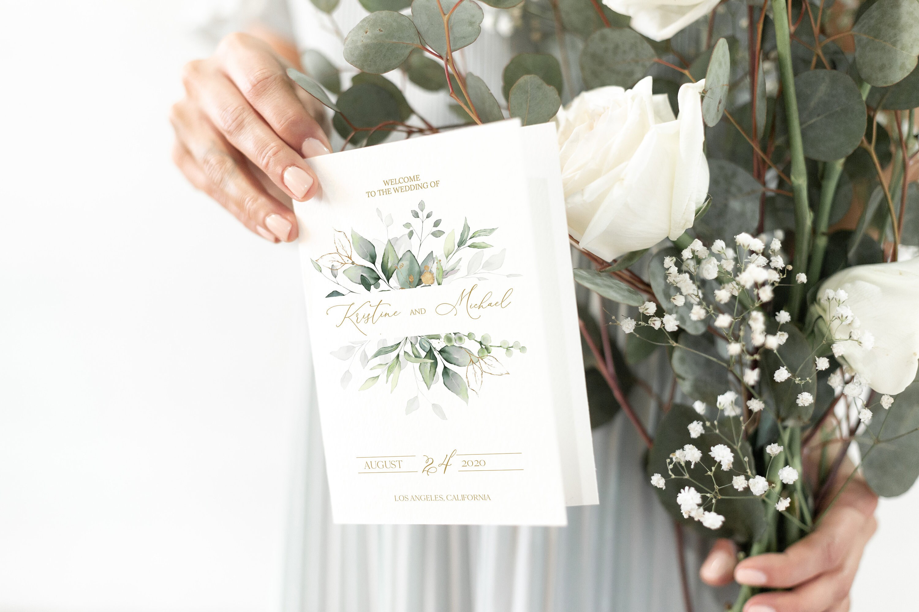 Wedding Program Booklet Template, Folded Order of Service Program ...