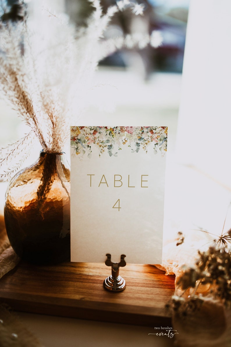 Printable Table Number Wildflower Table Number Editable - Etsy