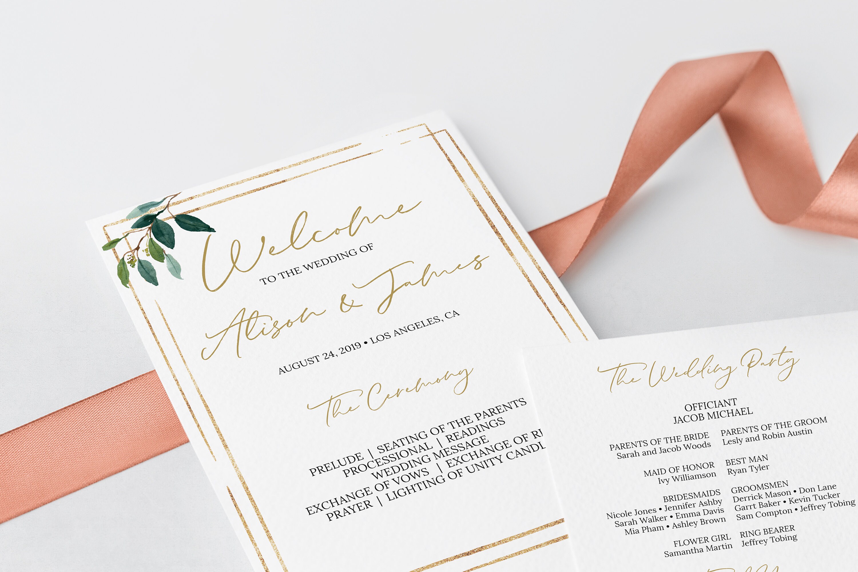 Wedding Program Template Editable Program Template Ceremony - Etsy