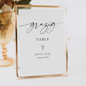 Minimalist Grazing Table Sign Template, Modern Food Table Sign, Modern ...