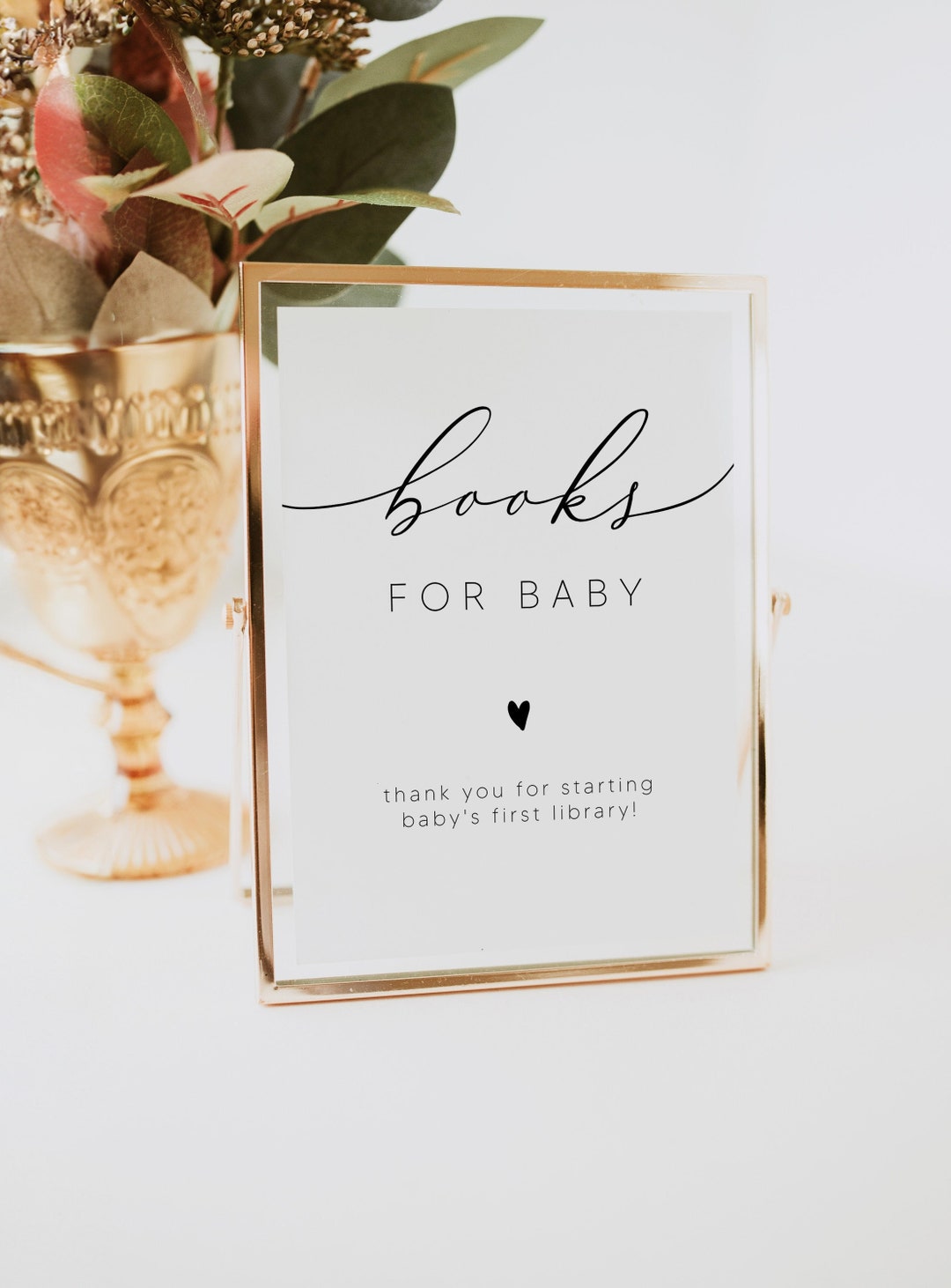 Modern Minimalist Books for Baby Sign, Baby Shower Bring a Book Sign ...