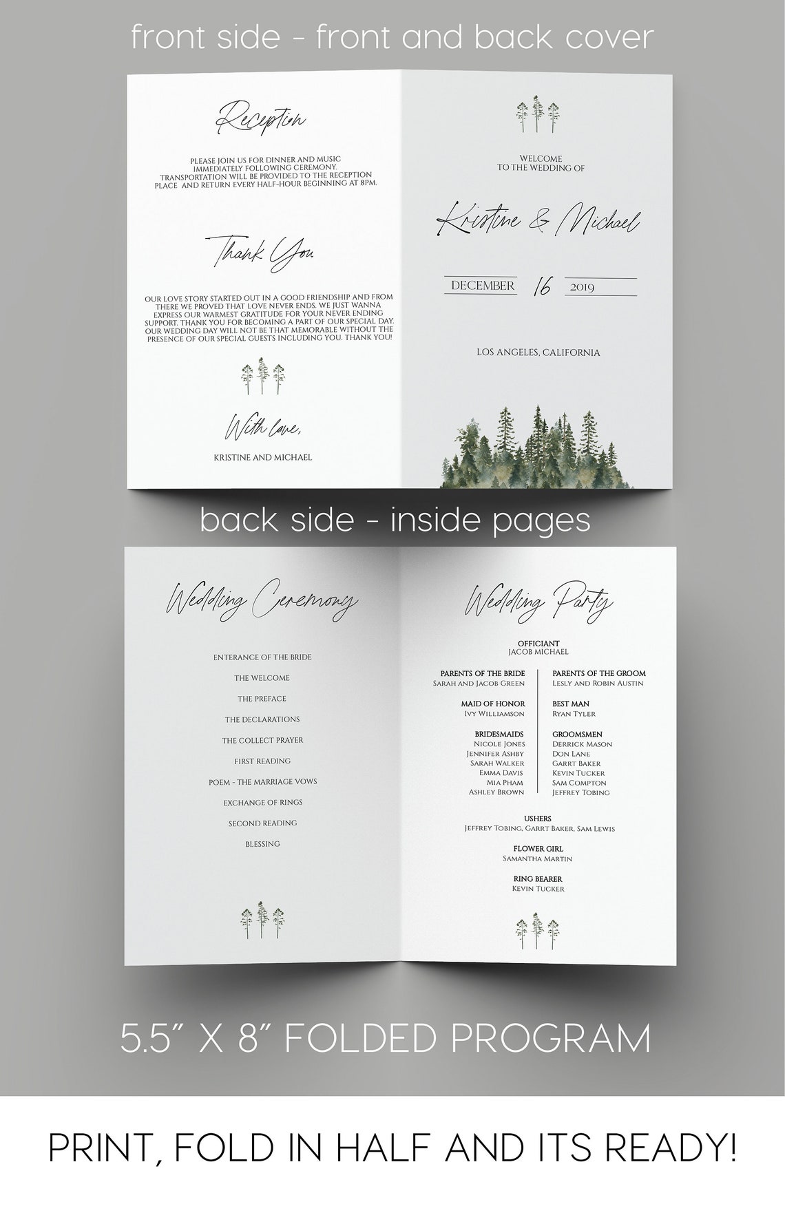 Foldable Wedding Program Template Wedding Template Ceremony | Etsy