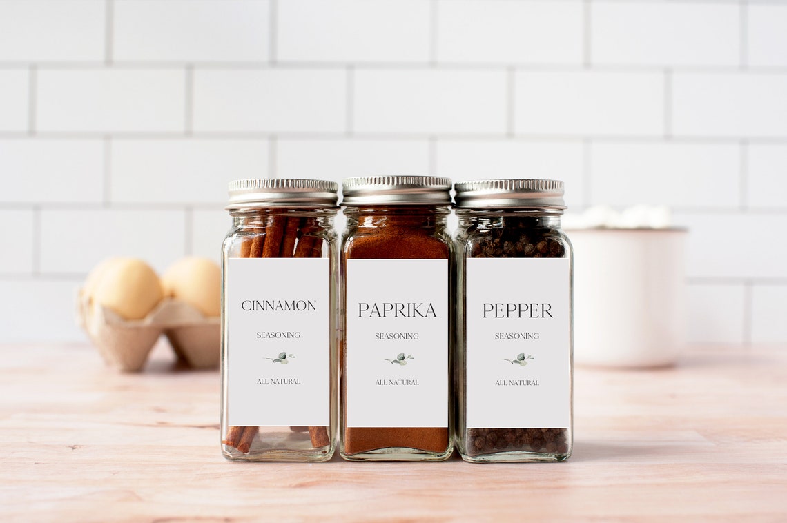 Printable Spice Jar Labels Template Greenery Spice Jar Label - Etsy