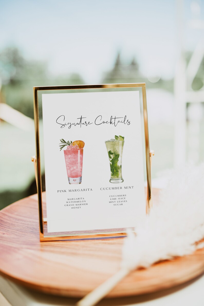 Signature Drink Sign Signature Cocktails Printable Wedding - Etsy