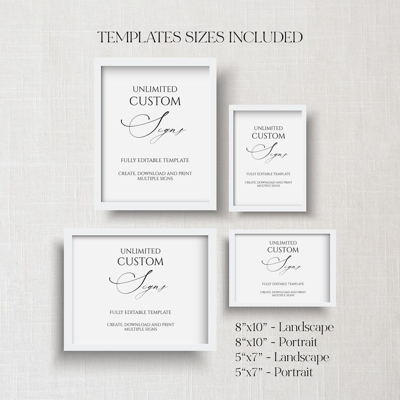 Custom Wedding Sign Template, Unlimited Printable Wedding Sign Editable ...