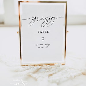 Minimalist Grazing Table Sign Template, Modern Food Table Sign, Modern ...