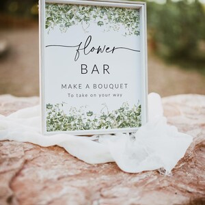 Greenery Flower Bar Sign Template, Floral Wedding Signs, Make a Bouquet ...
