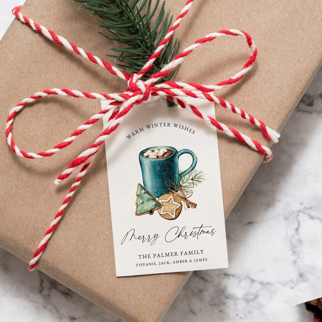 Bohemian Hot Cocoa Gift Tag Template, Minimalist Merry Christmas ...