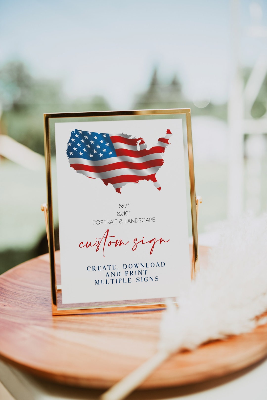 July 4th Custom Sign, 5x7 USA Sign Template, Printable Independence Day ...