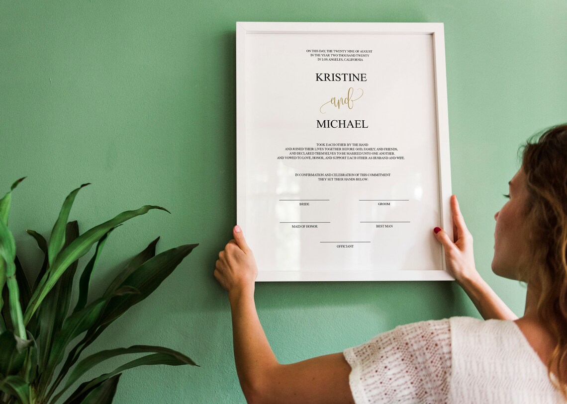 Marriage Certificate Frame Template Wedding Keepsake - Etsy Singapore