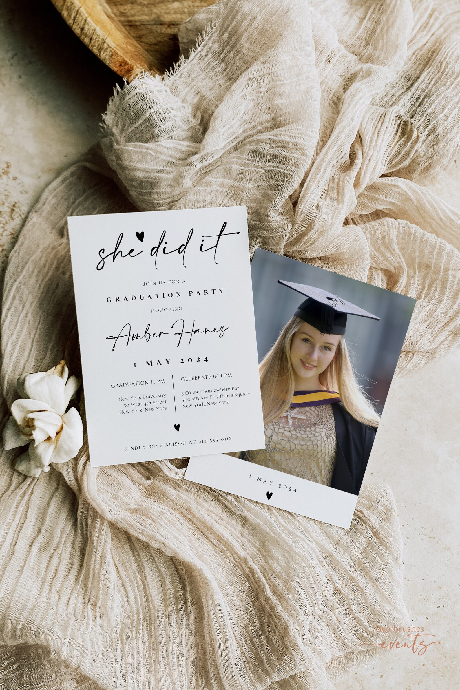 She Did It Graduation Invitation, Graduation Announcement 2026, College ...