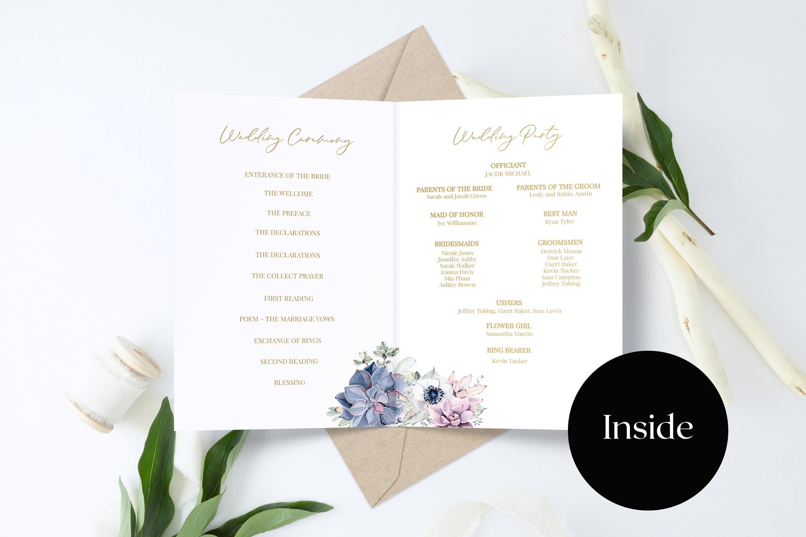 Booklet Wedding Program Folded Wedding Book Printable Bridal - Etsy