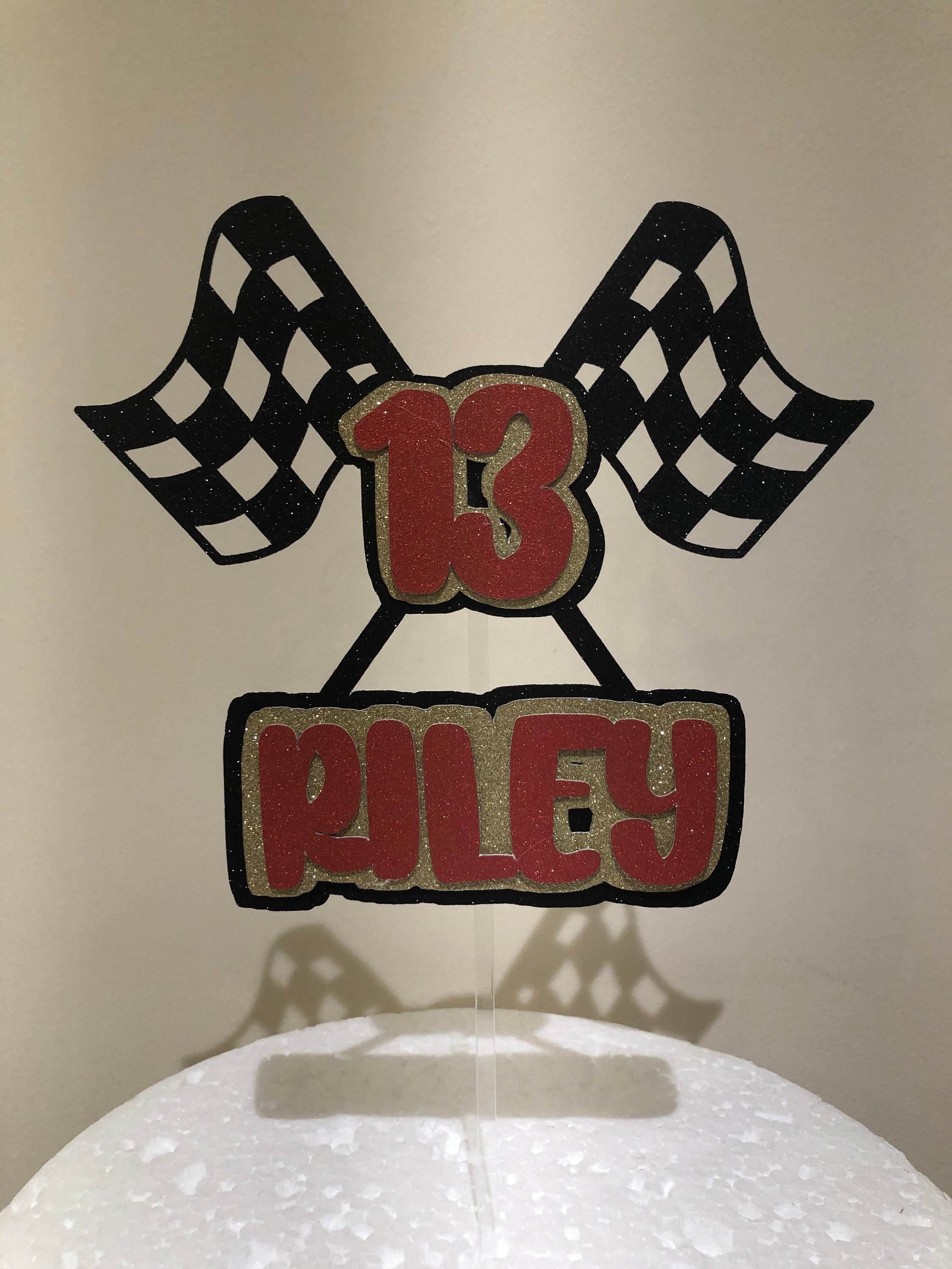 Racing Flag Cake Topper Birthday Racing Car | Etsy UK