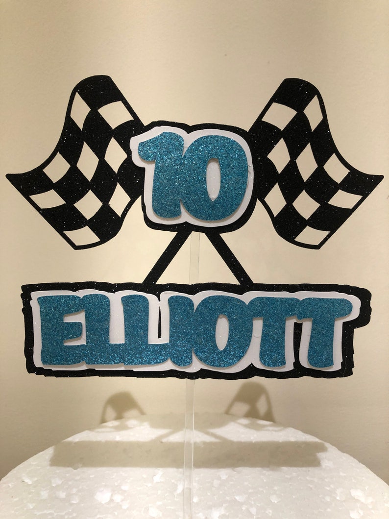 Racing Flag Cake Topper Birthday Racing Car | Etsy UK