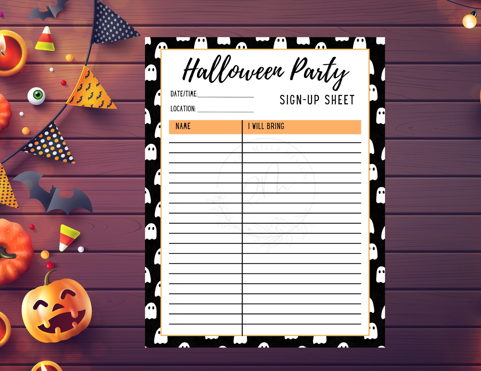 Printable Halloween Party Potluck Sign-up Sheet (instant Download) - Etsy