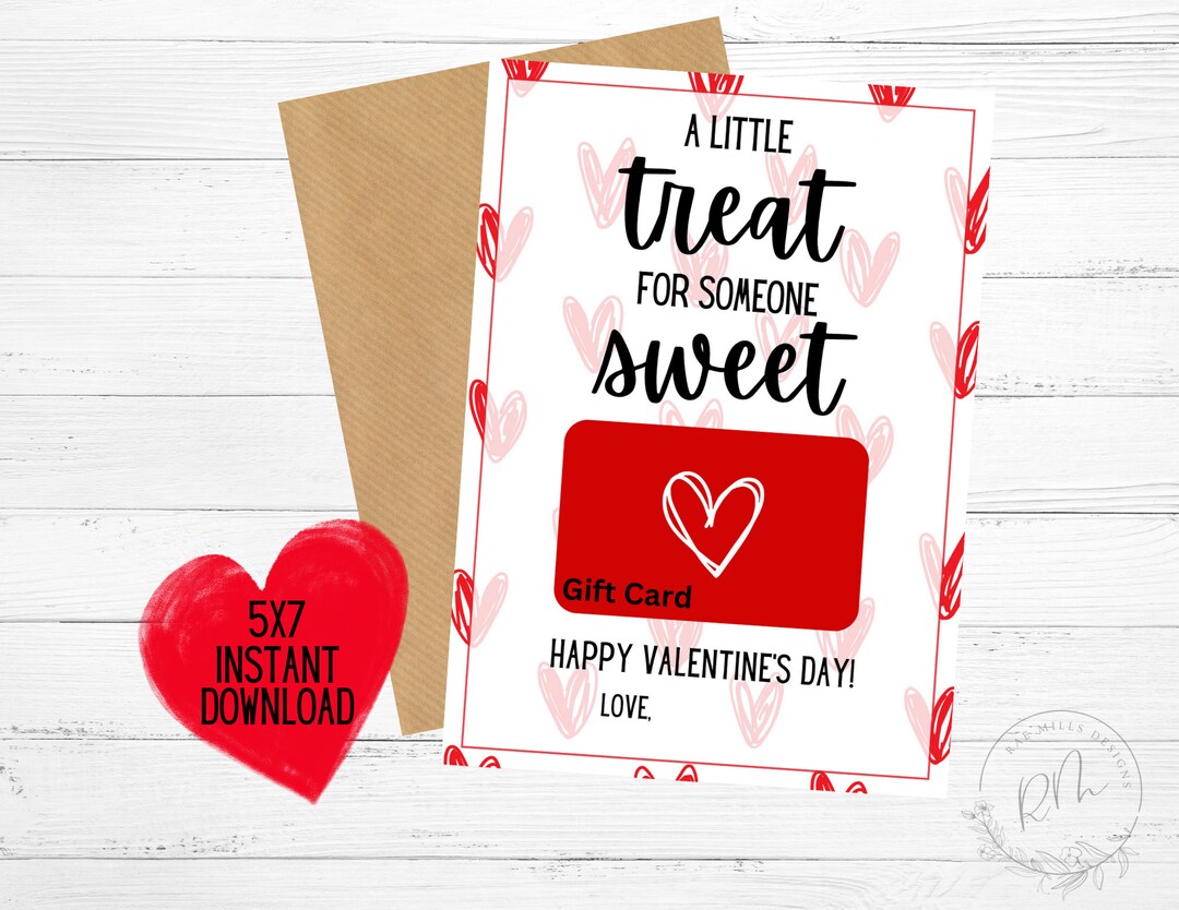 Printable Valentine's Day Gift Card Holder A Little Treat for Someone ...