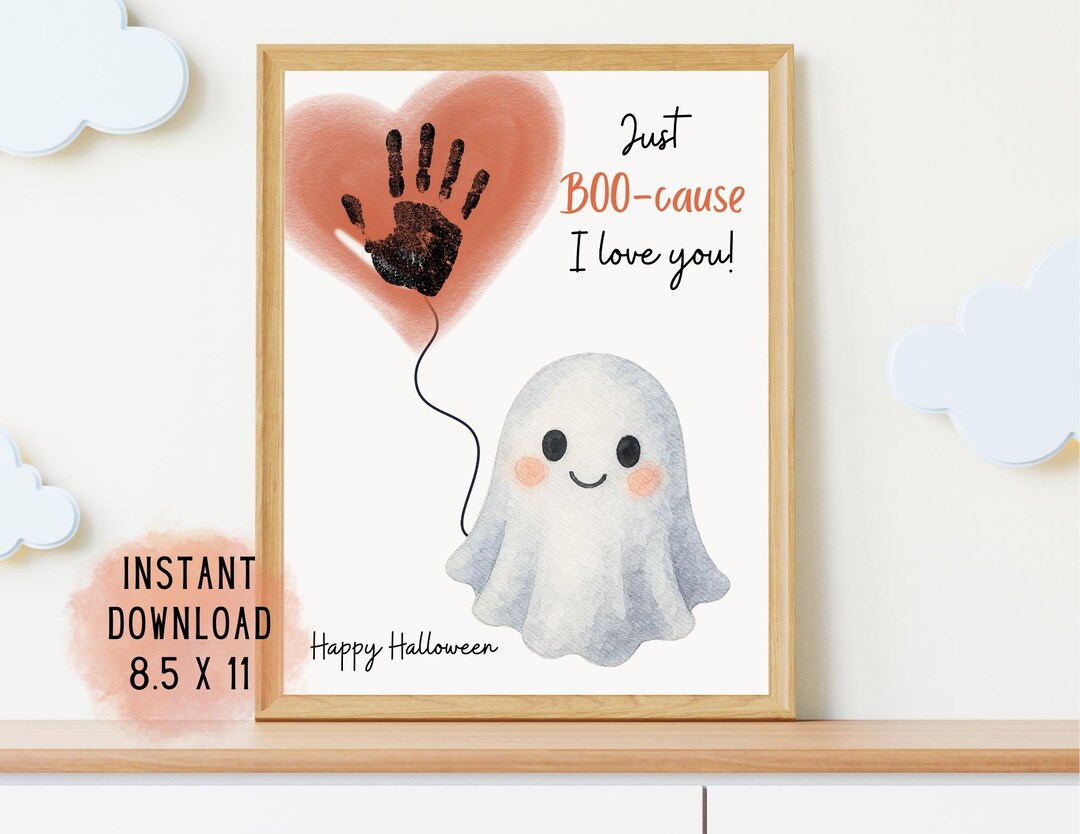 Halloween Handprint Footprint Art: Boo-cause I Love You Keepsake ...